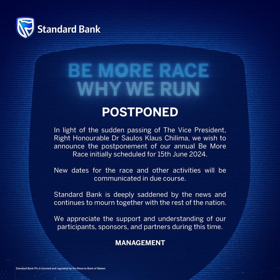 Standard Bank Be More Race postponed to a later date in respect to ...