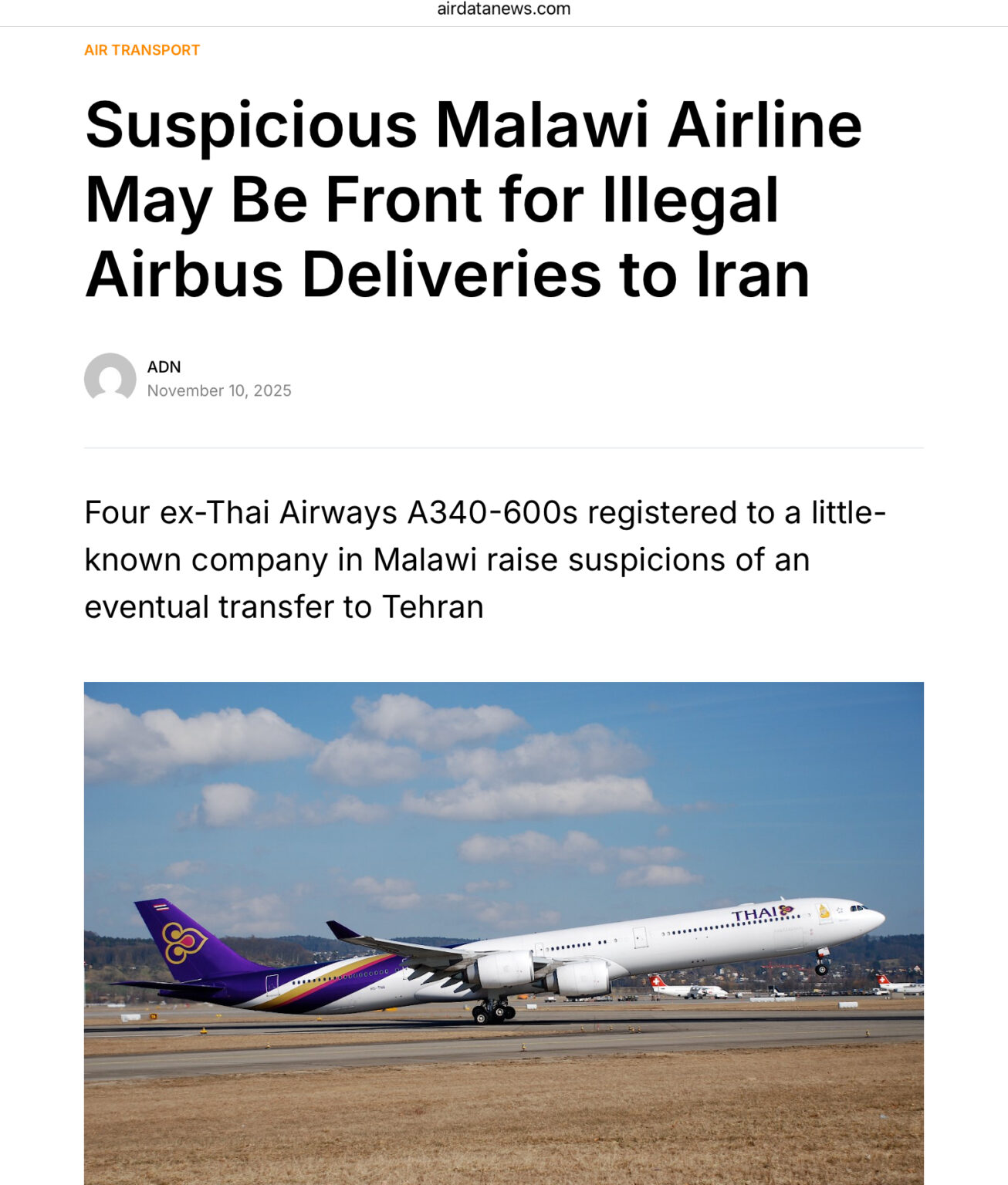 Red flags raised of an obscure airline registered in Malawi as ...